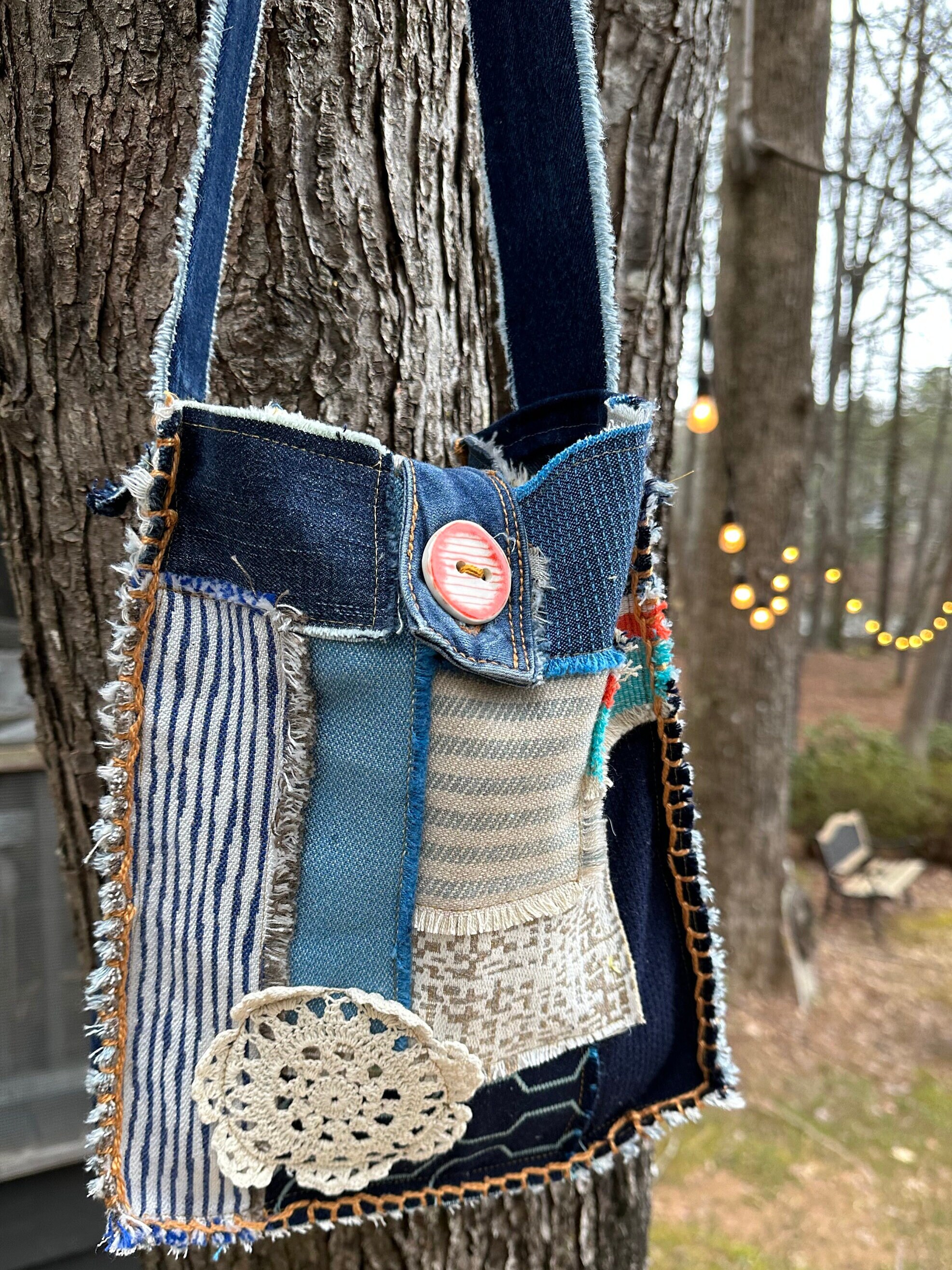 Patchwork and Denim Boho Style Shoulder Bag, Hand Stitched Artsy Boho ...