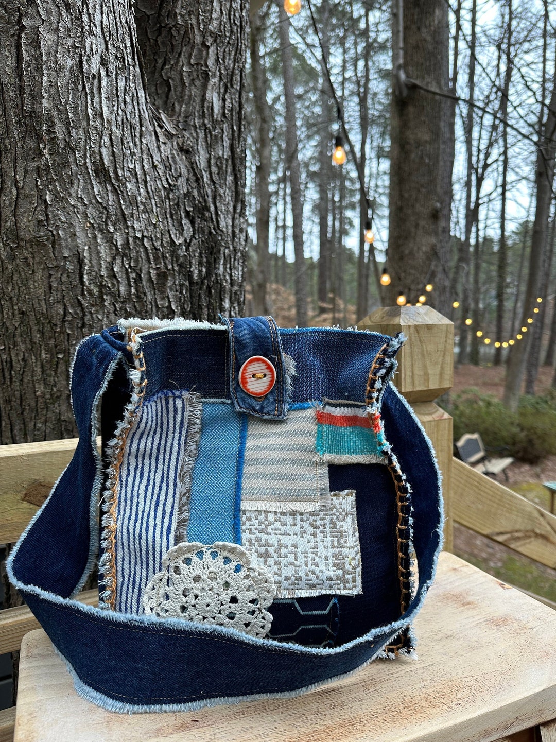 Patchwork and Denim Boho Style Shoulder Bag, Hand Stitched Artsy Boho ...