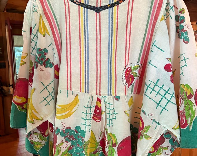 Bohemian Style Free Size Upcycled Tunic; Beautiful Tablecloth and Tea ...