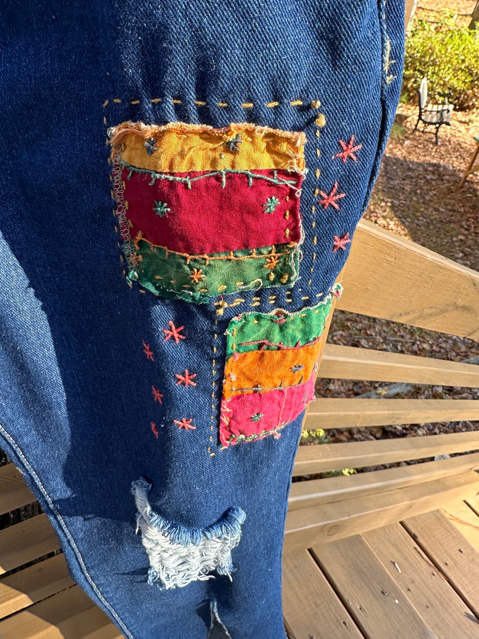 Slow Stitched, Patched Embroidered Overalls, Upcycled Men's Women's M ...