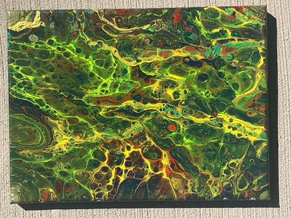 Mossy Rocks Pour Painting - Etsy