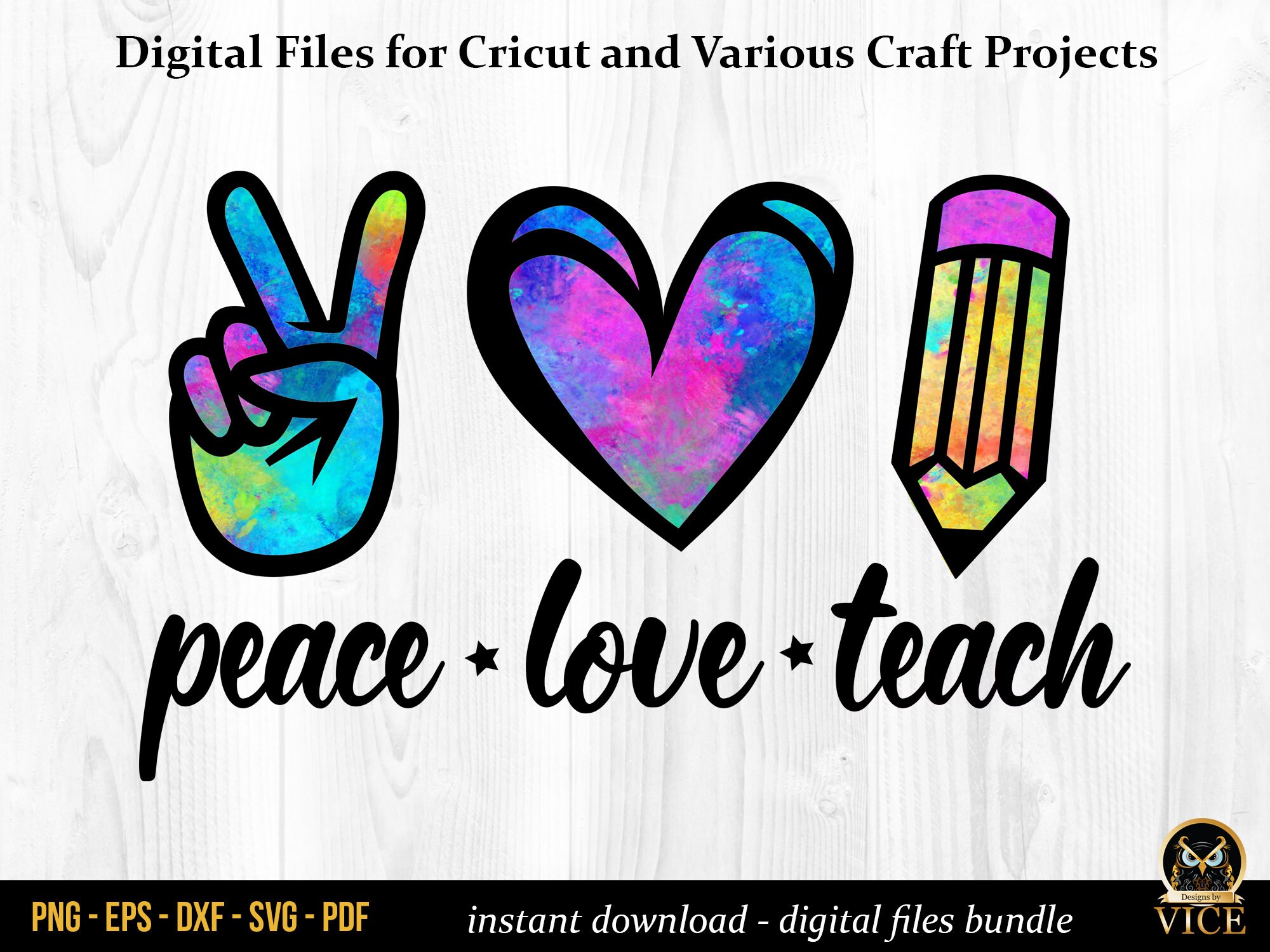 Peace Love Teach SVG, Peace Love PNG, Peace Love SVG Cut File, Cricut ...
