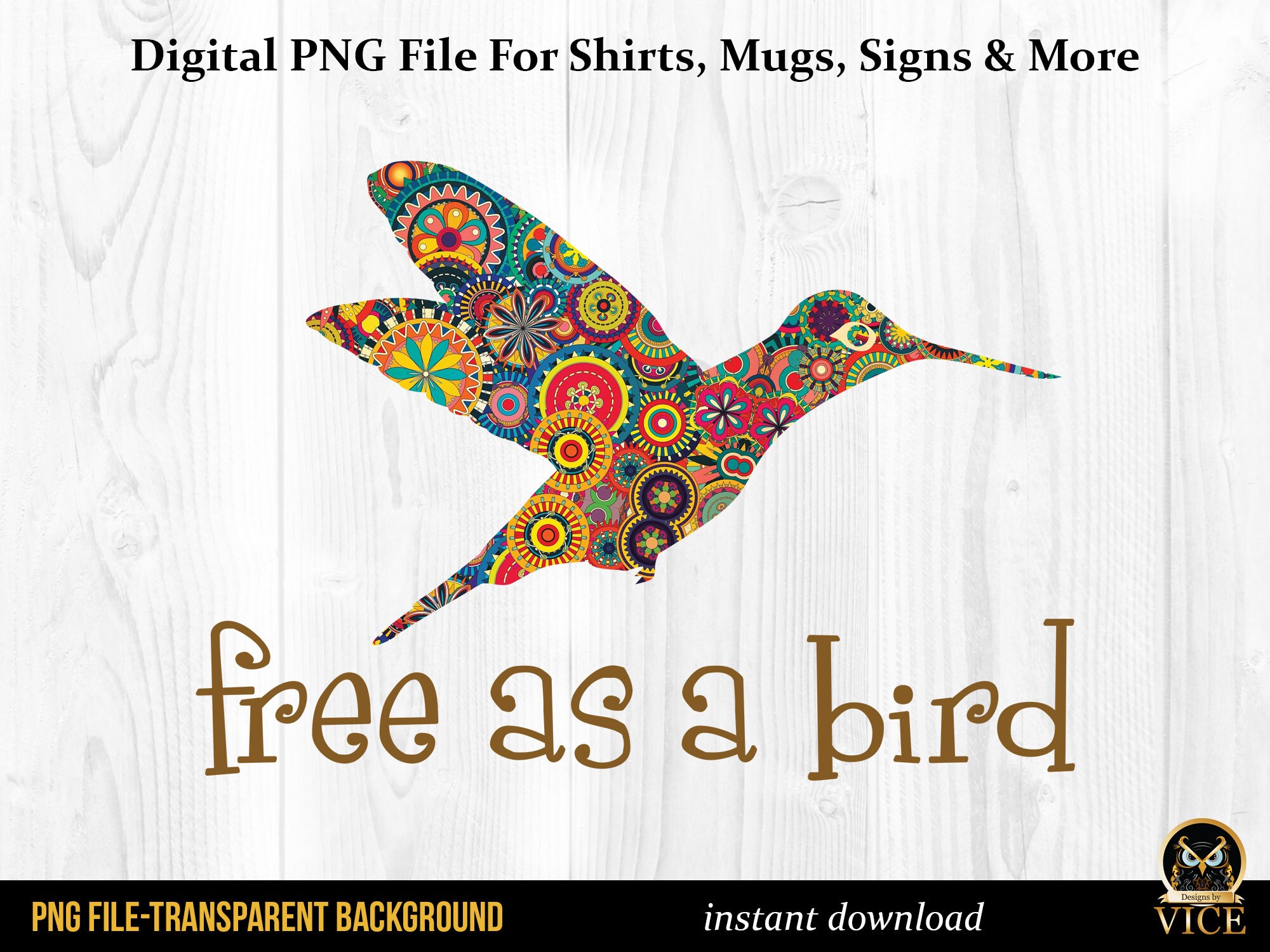 Free as A Bird PNG, Hippie PNG, Retro PNG, Groovy Hummingbird Design ...
