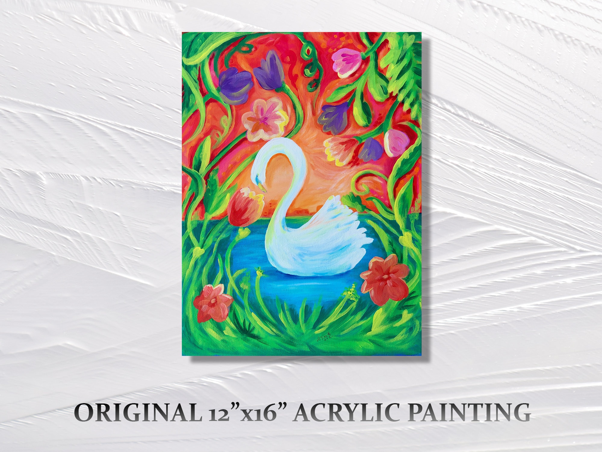 Abstract Swan Painting