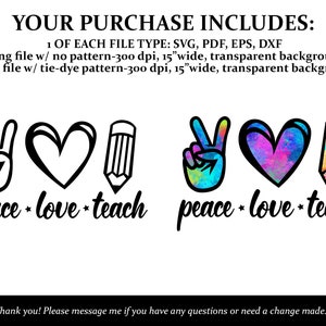 Peace Love Teach SVG, Peace Love PNG, Peace Love SVG Cut File, Cricut ...
