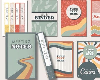 Modern Boho Binder Covers and Spines EDITABLE - Etsy