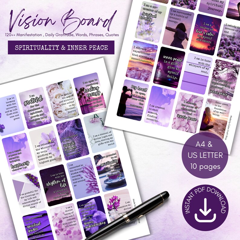 Printable Vision Board Manifesting Inner Peace Manifesting Spirituality ...