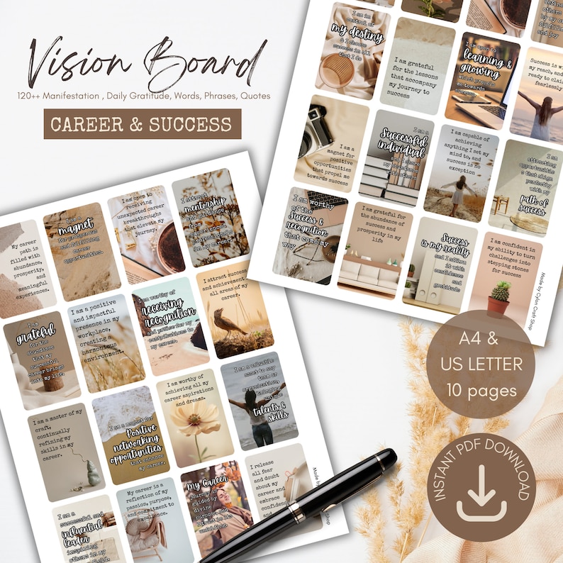 Career Success Vision Board Kit | Printable Manifestation 2026 ...