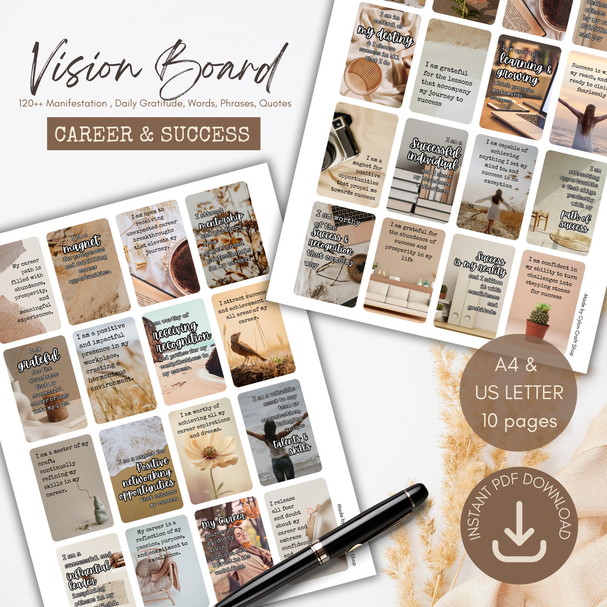 Printable Vision Board Manifesting Career Success Manifestation Success ...