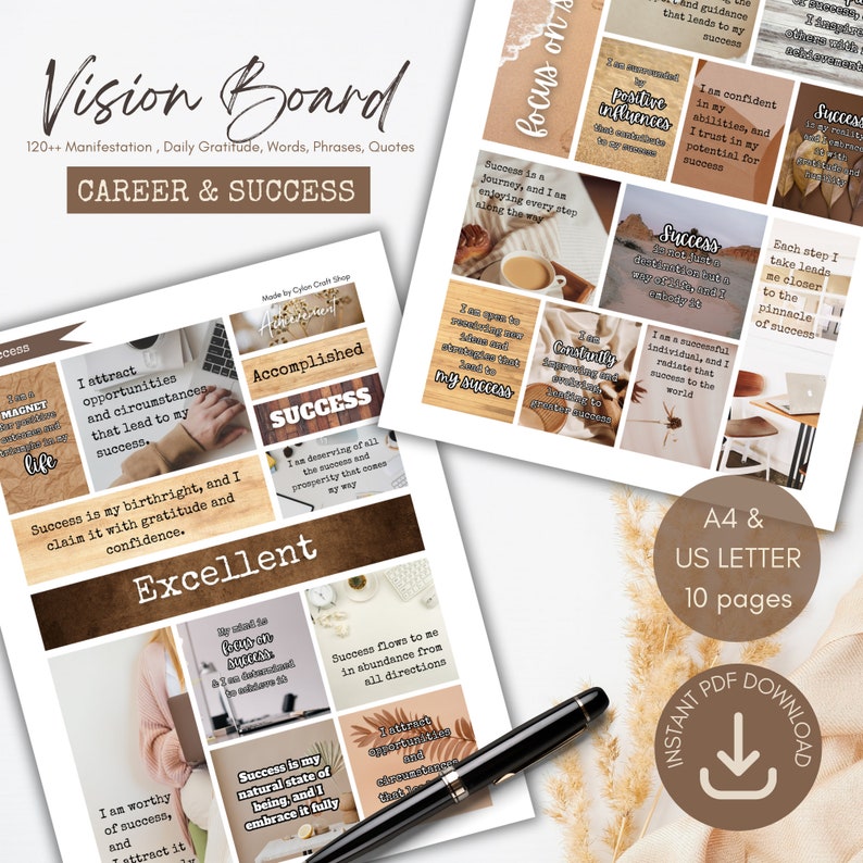Career Success Vision Board Kit | Printable Manifestation 2026 ...