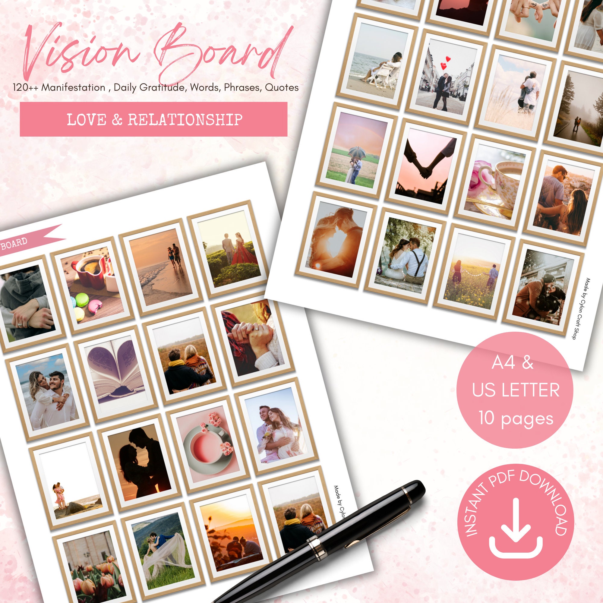 Printable Vision Board Manifesting Love Relationship Manifest Couple ...