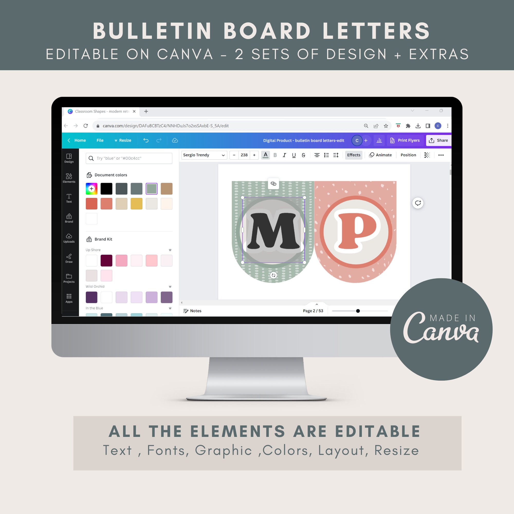 Editable Modern Boho Bulletin Board Letters Template Classroom Decor ...