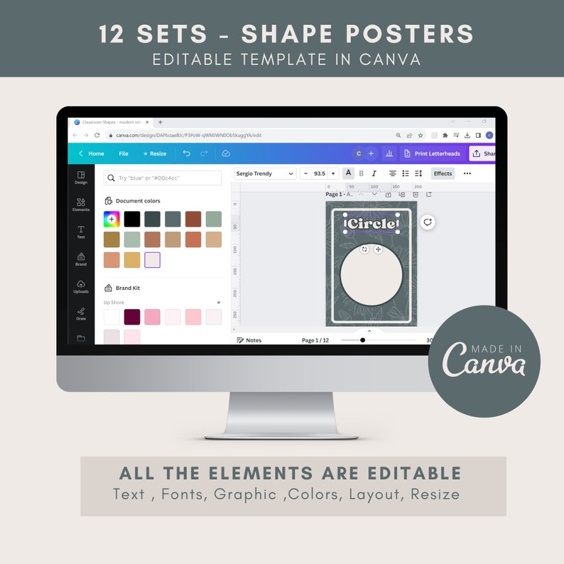 Editable Classroom Shapes and Colors Printable Display on Canva Modern ...