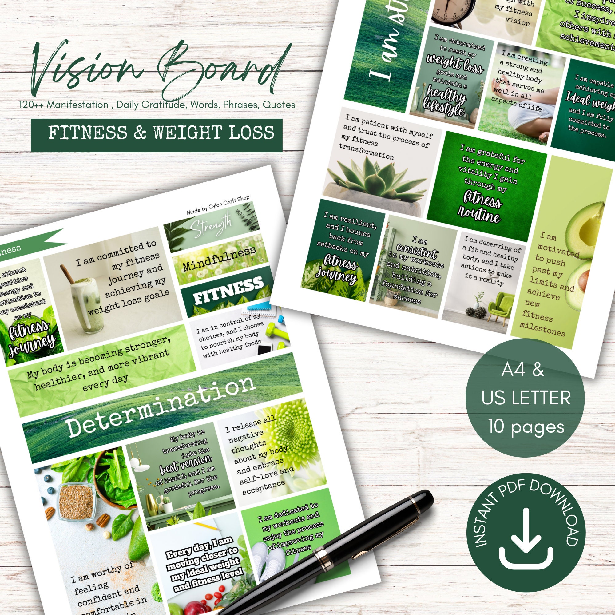 Printable Vision Board Kit Manifesting Weight Loss Manifestation ...