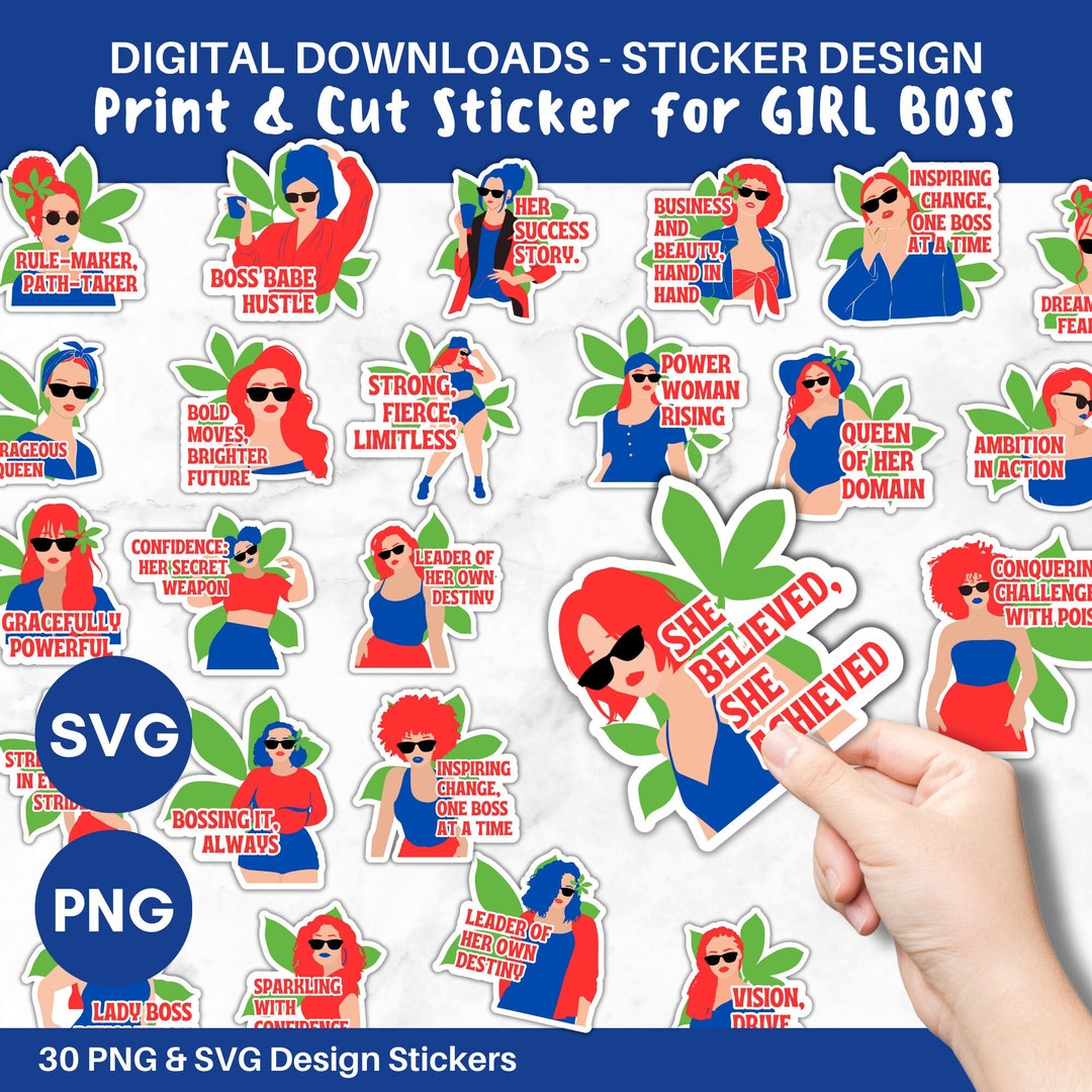 Girl Boss Sticker SVG Files PNG Boss Babe Sticker Women Empowerment ...