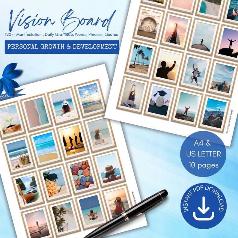 Vision Board Kit: 120+ Manifestation & Gratitude Prompts, Printable ...