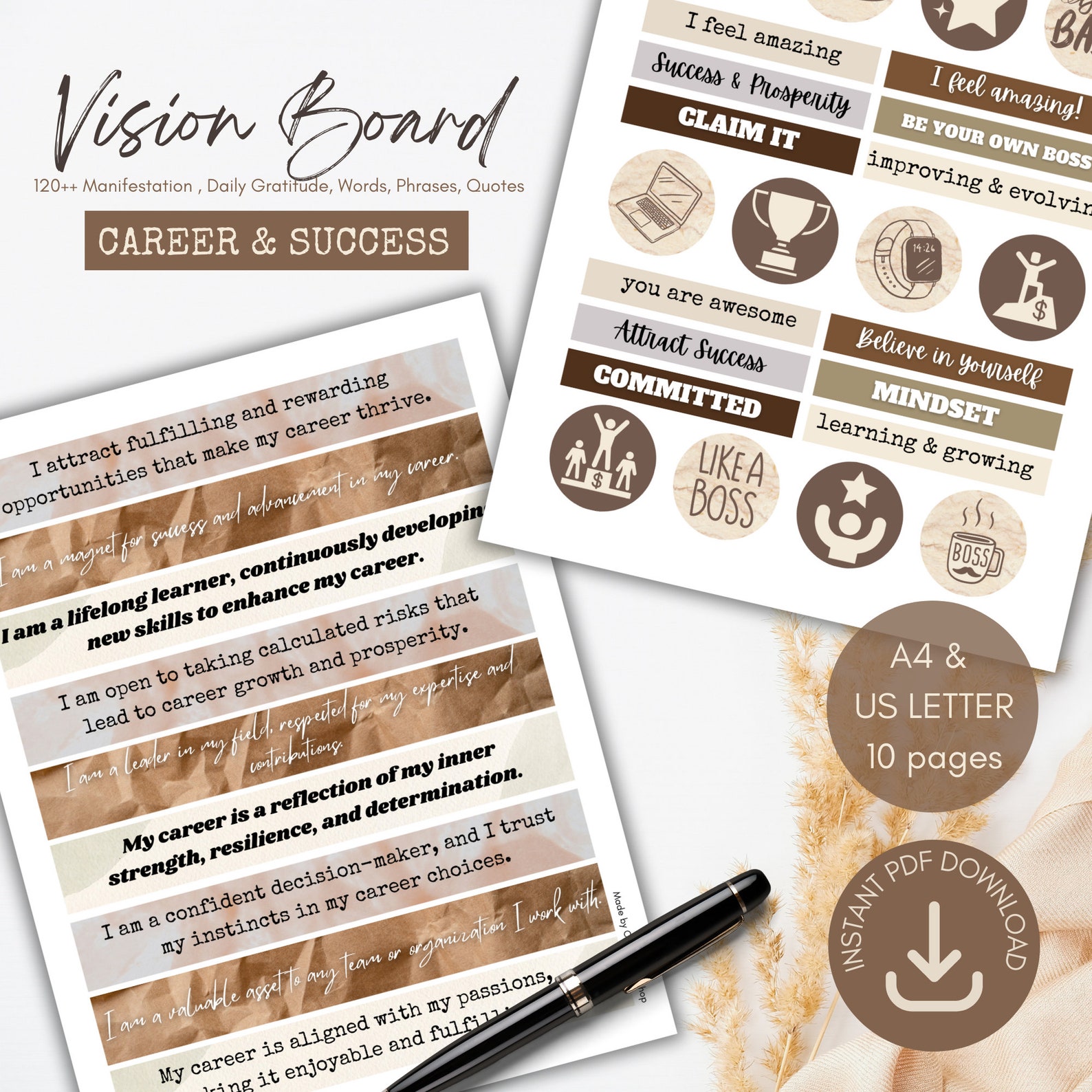 Career Success Vision Board Kit | Printable Manifestation 2026 ...