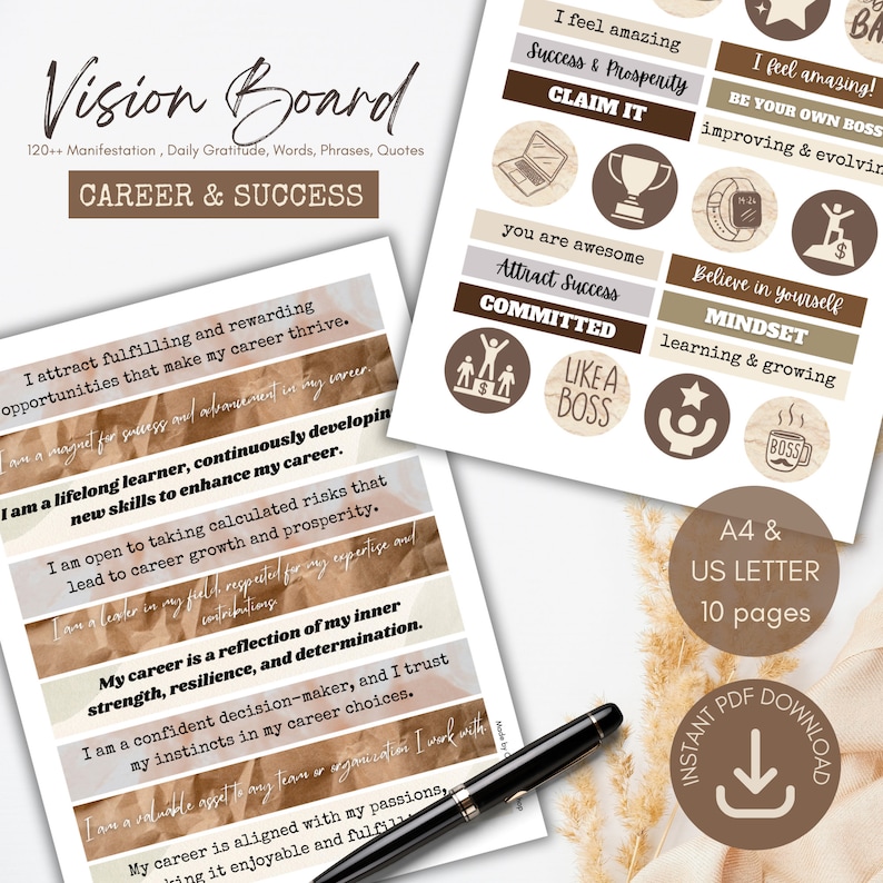 Career Success Vision Board Kit | Printable Manifestation 2026 ...