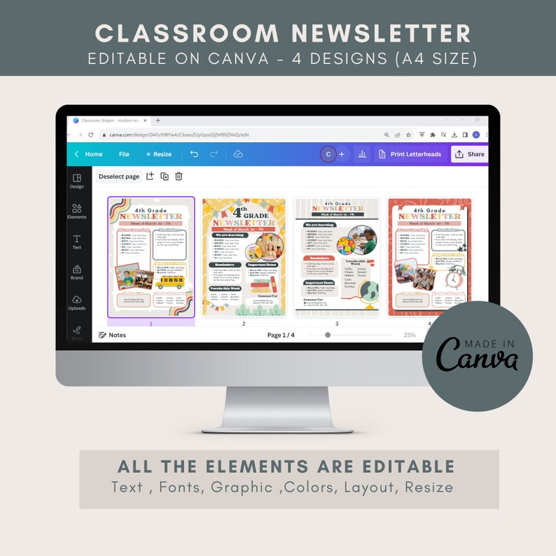 Editable Classroom Newsletter Back to School Class Announcement Modern ...