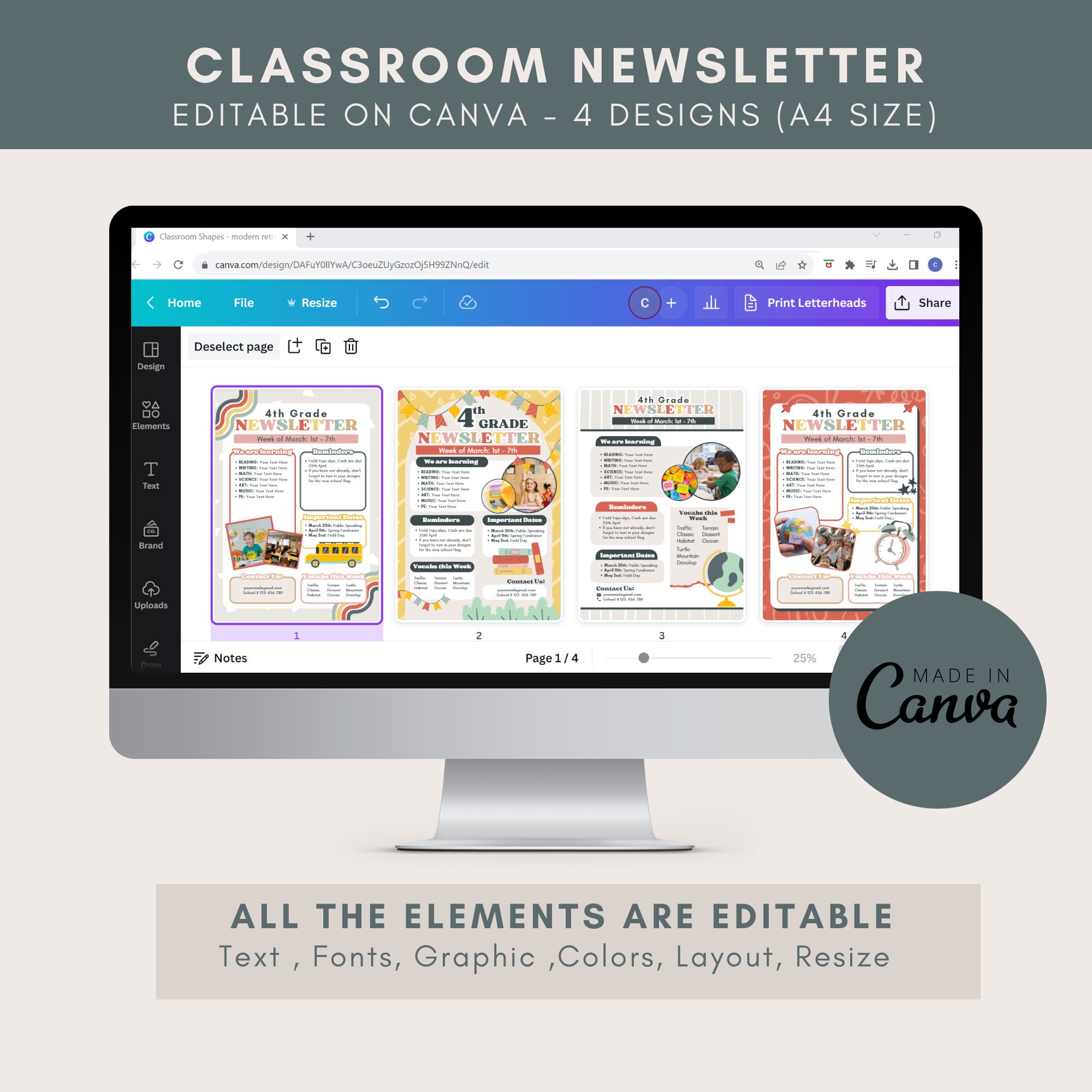 Editable Classroom Newsletter Back to School Class Announcement Modern ...