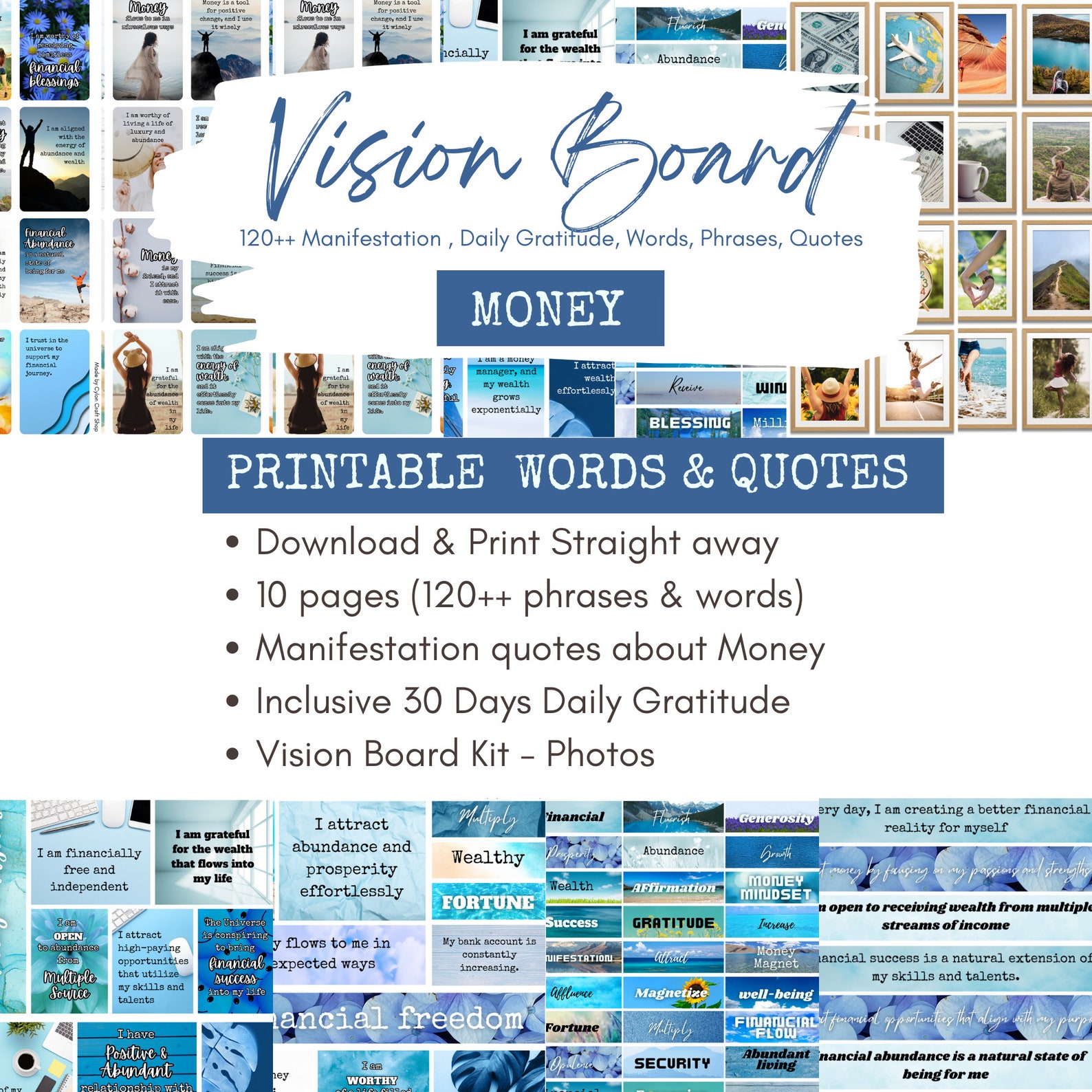 Printable Vision Board Manifesting Money Vision Board Attract Money ...