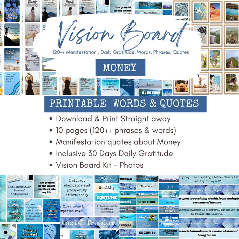 Printable Vision Board Manifesting Money Vision Board Attract Money ...