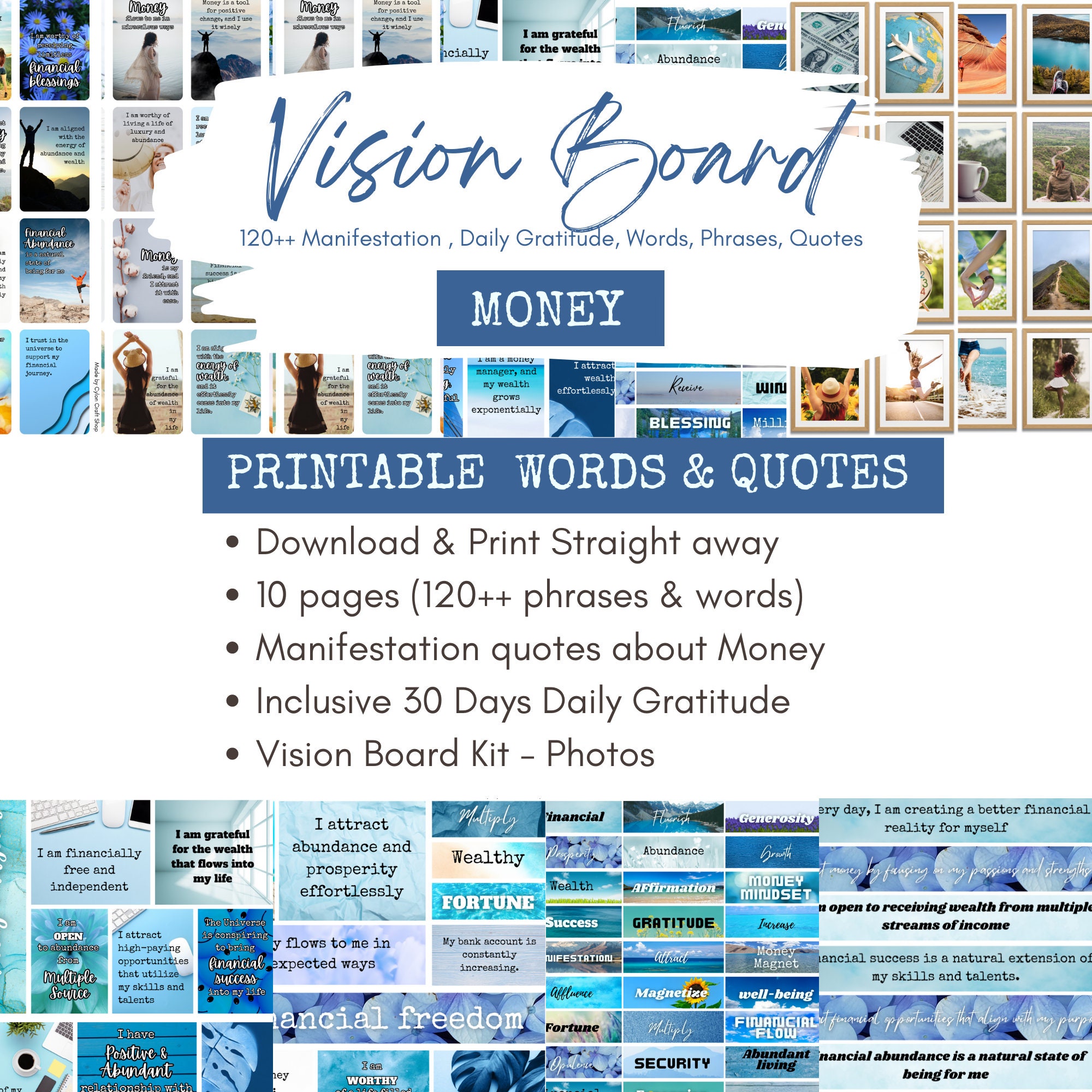 Printable Vision Board Manifesting Money Vision Board Attract Money ...