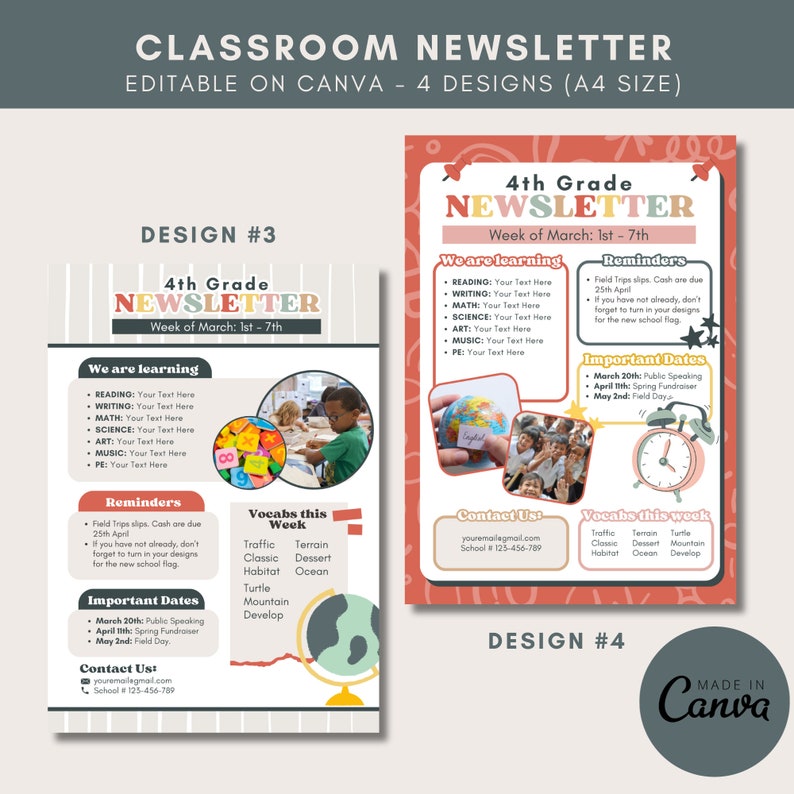 Editable Classroom Newsletter Back to School Class Announcement Modern ...