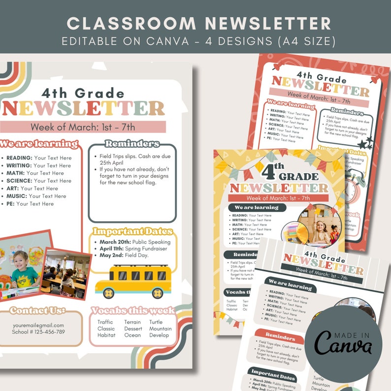 Editable Classroom Newsletter Back to School Class Announcement Modern ...