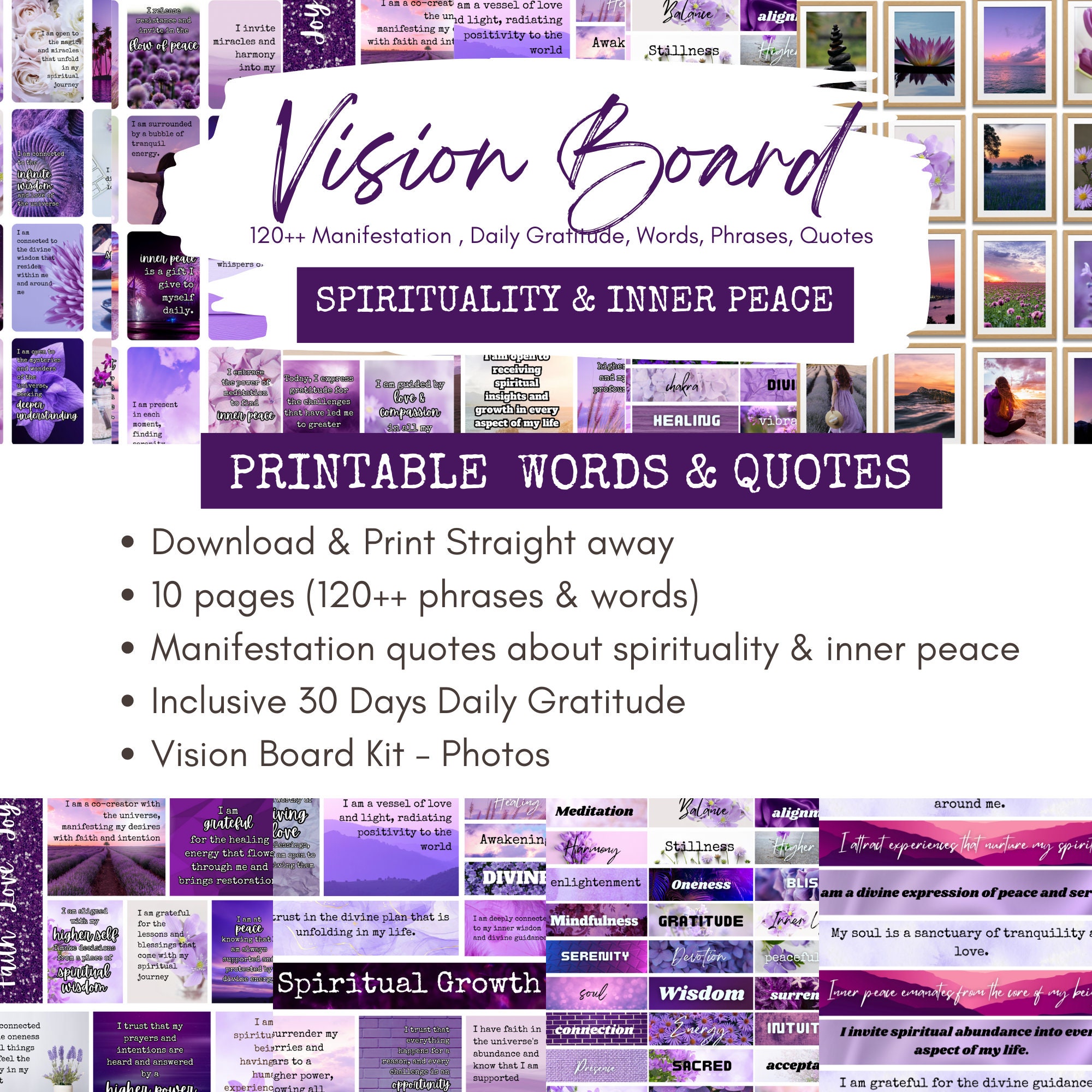 Printable Vision Board Manifesting Inner Peace Manifesting Spirituality ...