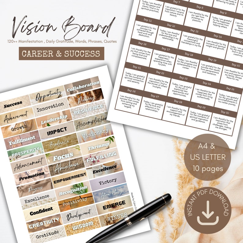 Career Success Vision Board Kit | Printable Manifestation 2026 ...