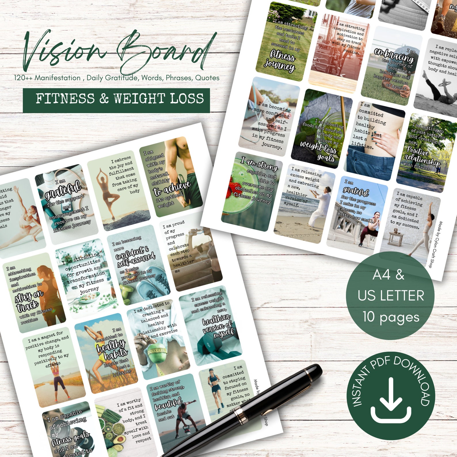 Printable Vision Board Kit Manifesting Weight Loss Manifestation ...