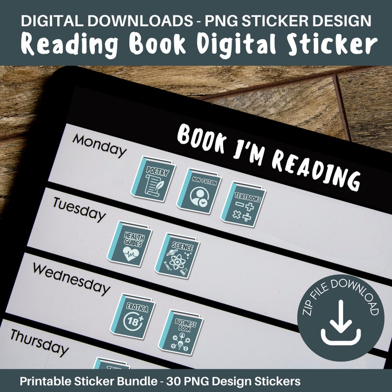 Digital Reading Stickers, Print and Cut Reading Book Stickers, Reading ...
