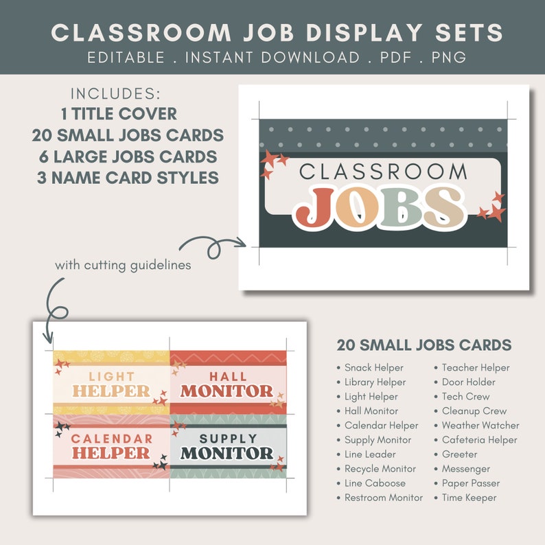 Editable Classroom Jobs Display Printable Classroom Jobs Display Modern ...