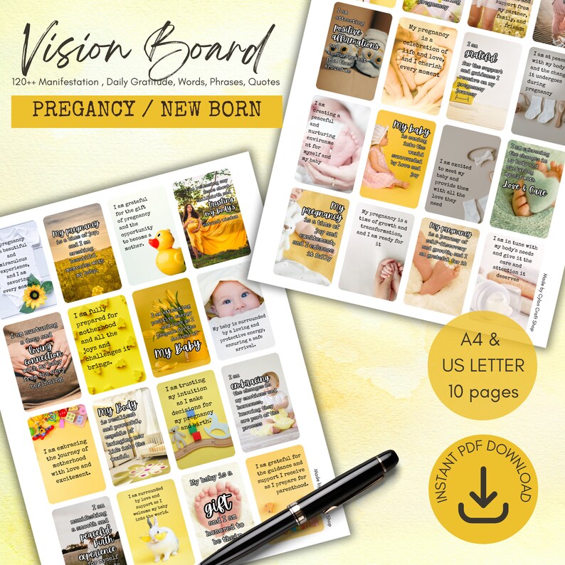 Vision Board Printable Manifesting Pregnancy Journey, Manifesting ...