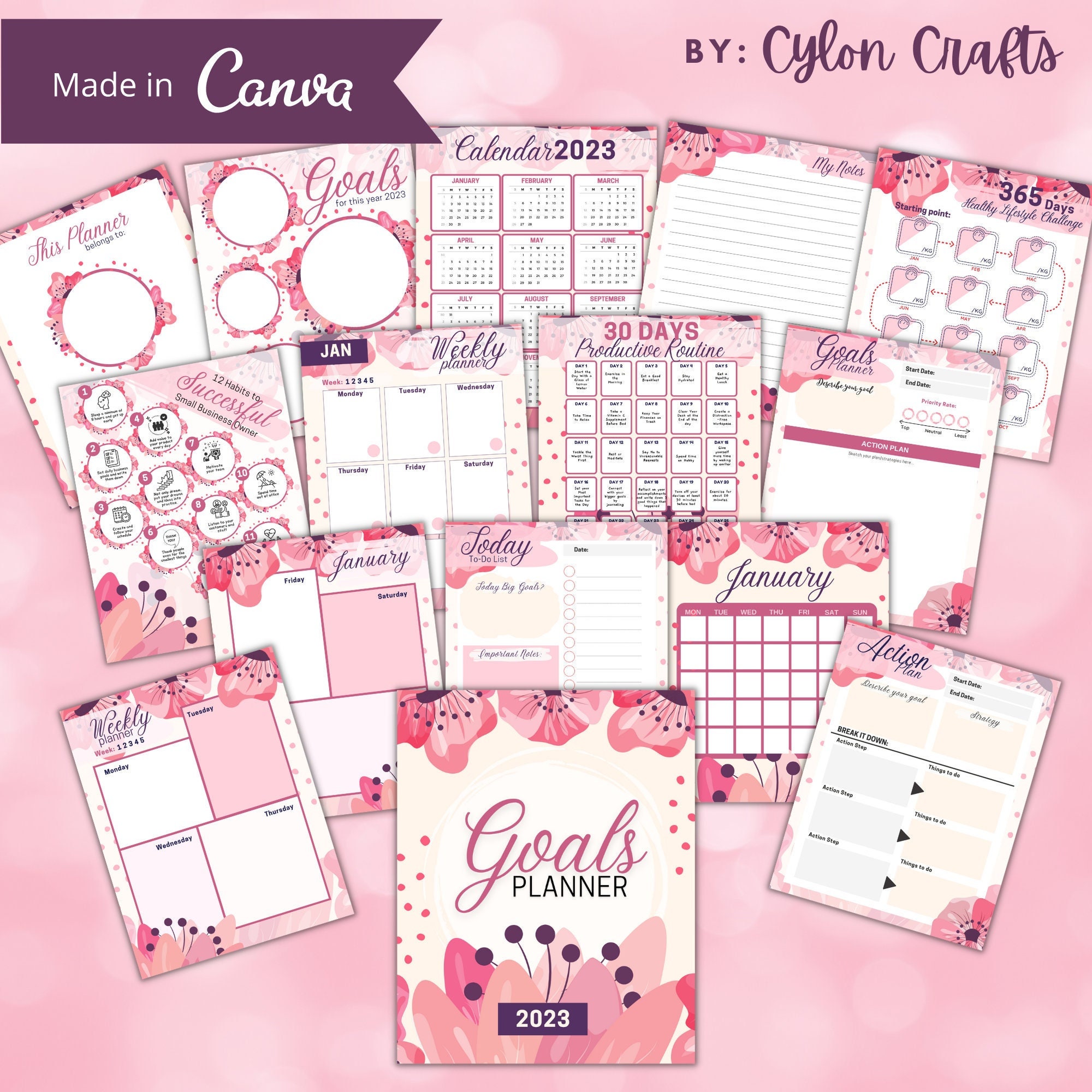 Goals Planner 2023 Vision Board Productivity Goals Tracker Daily Goal ...