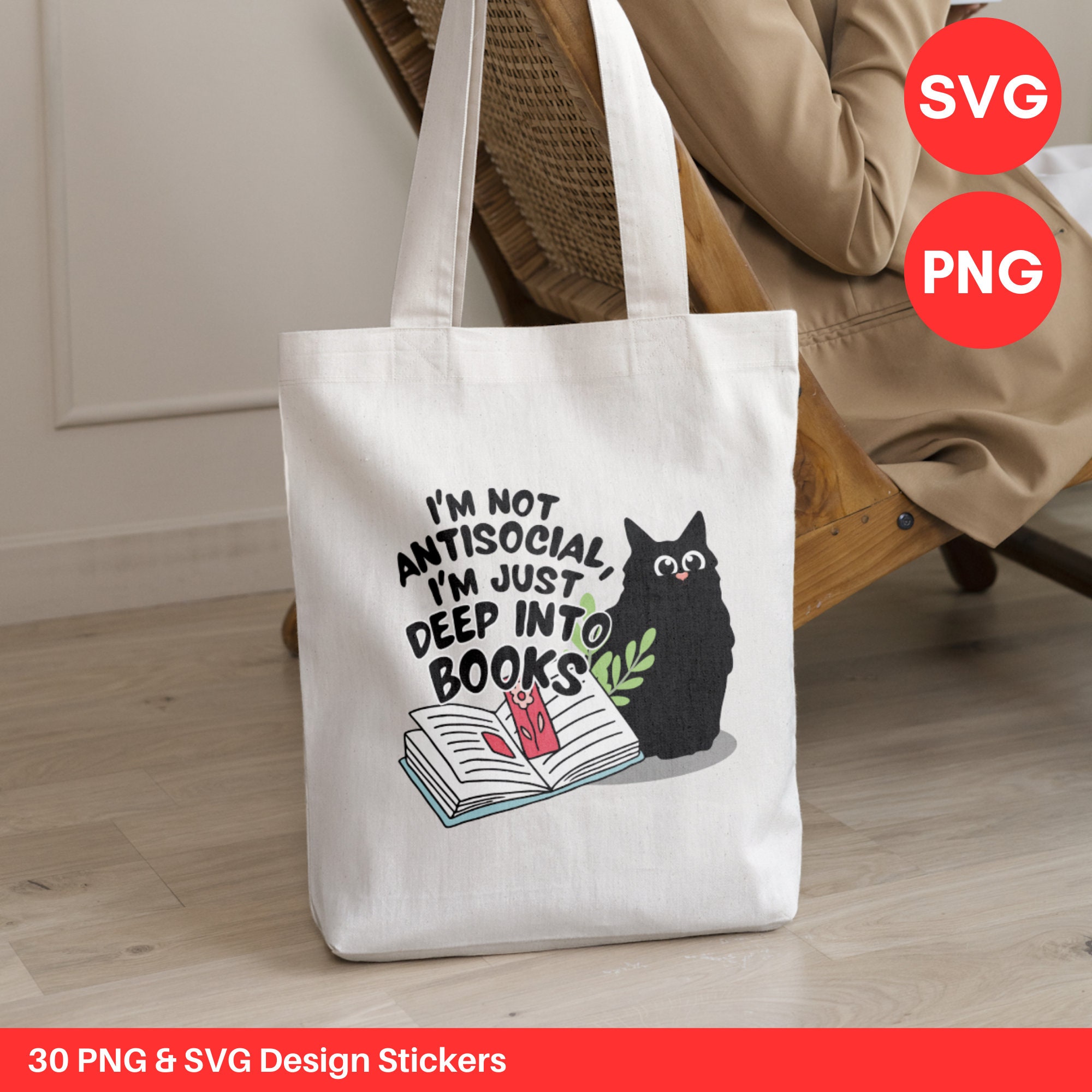 Book Lover Stickers PNG SVG File Print and Cut Book Sticker Bookish ...