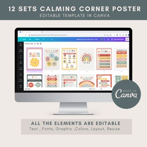 Editable Calming Corner Posters Calming Corner Printable Sets Modern ...