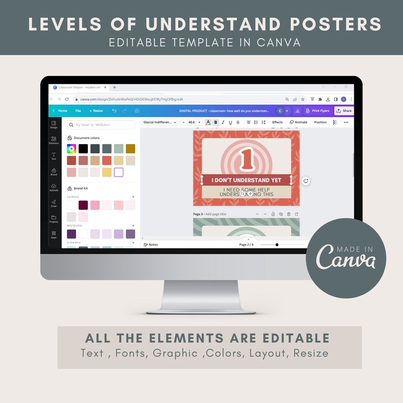 Editable Levels of Understanding Posters for Classroom Decor Modern ...