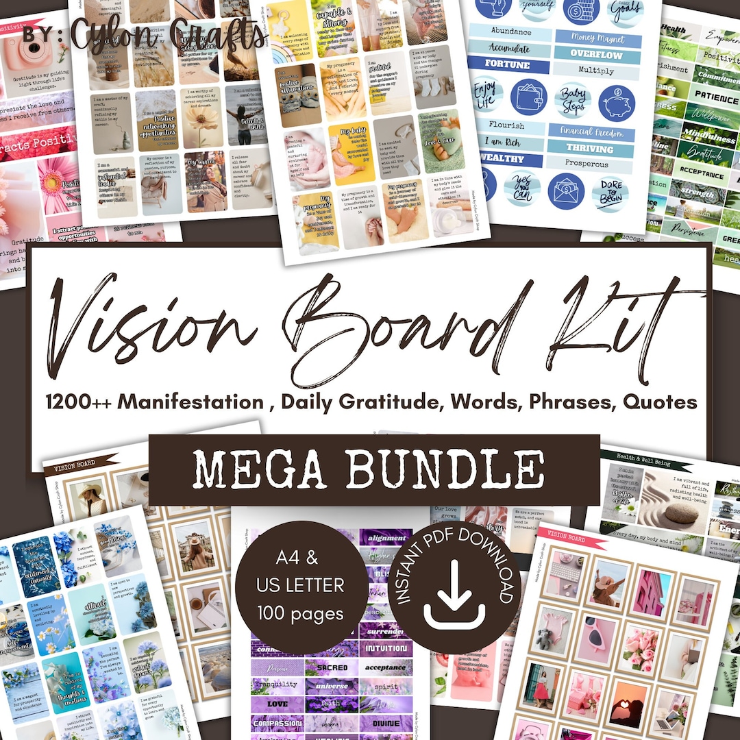 2024 Printable Vision Board for Manifesting Your Dream Life, Vision ...