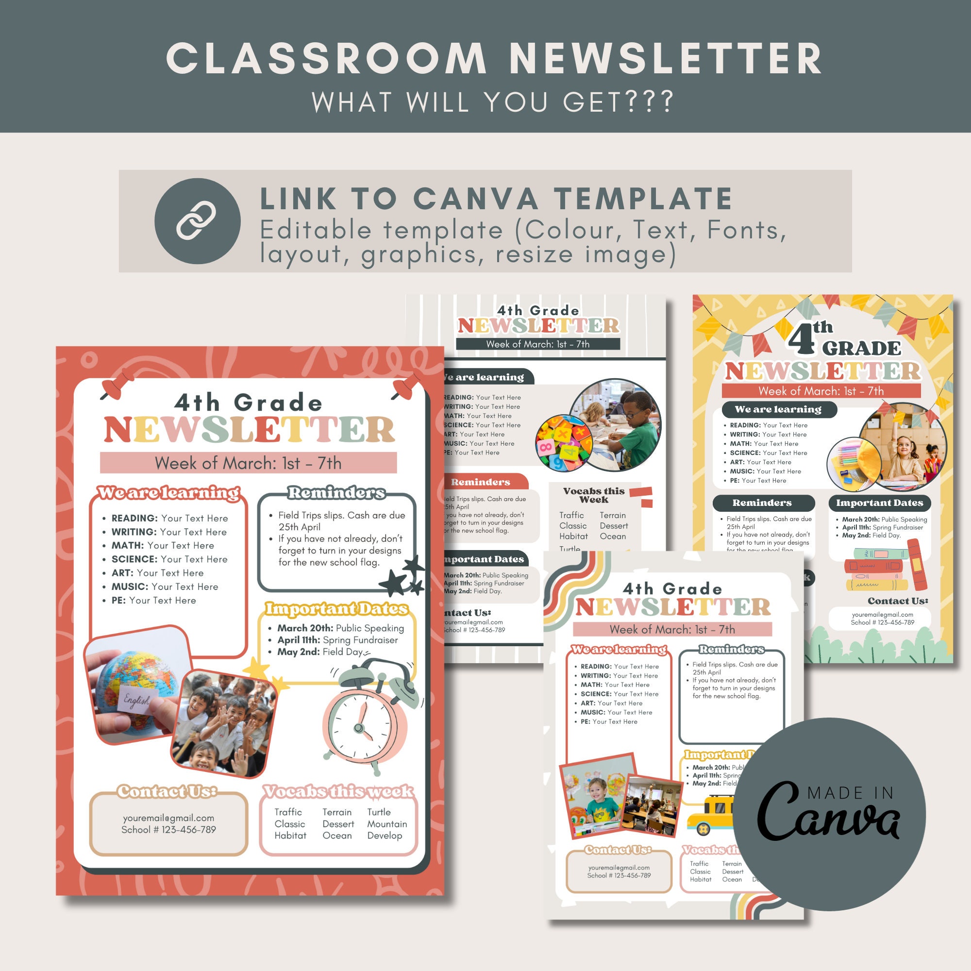 Editable Classroom Newsletter Back to School Class Announcement Modern ...