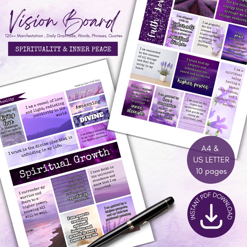 Printable Vision Board Manifesting Inner Peace Manifesting Spirituality ...