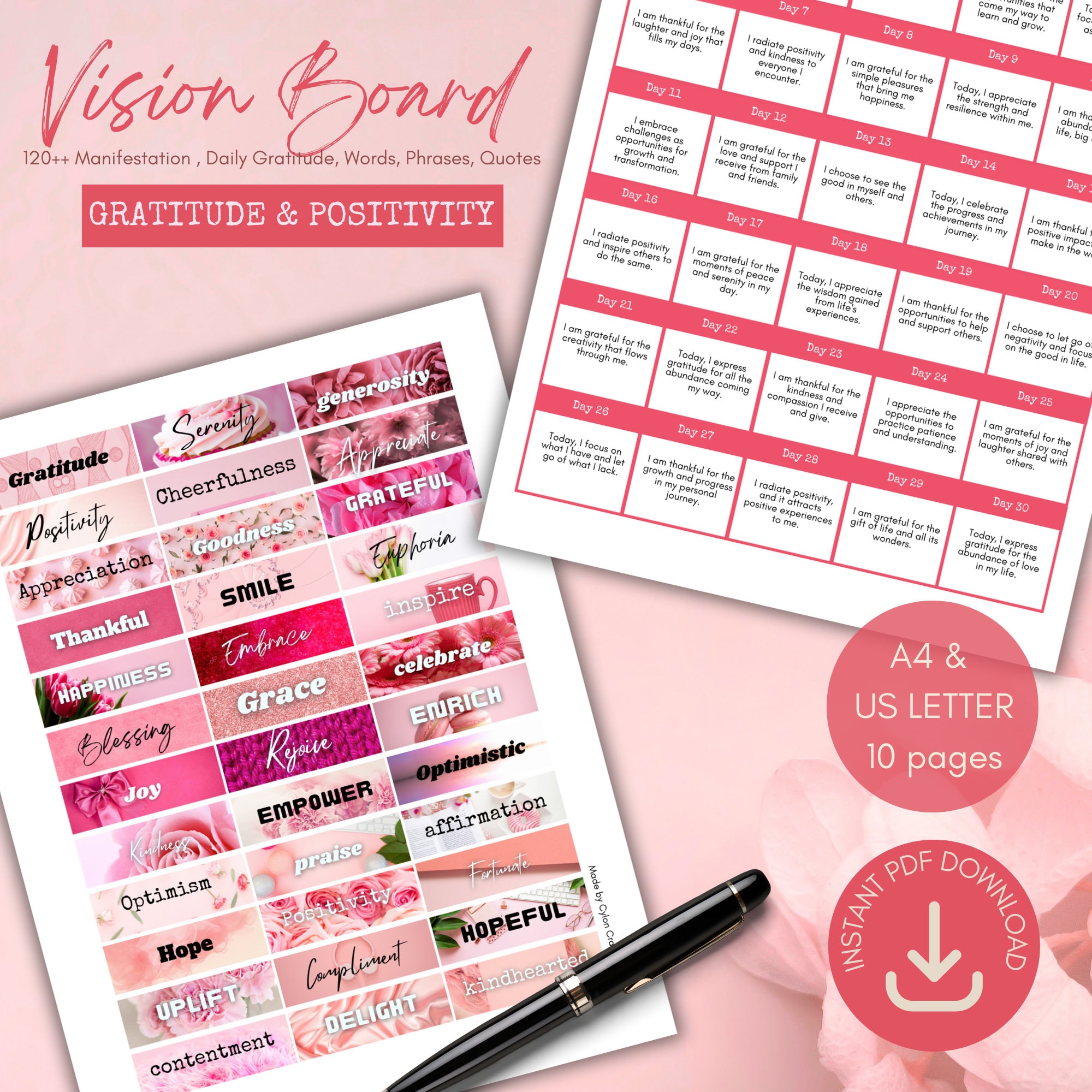 Printable Vision Board Kit: Gratitude & Manifestation (PDF Download) - Etsy