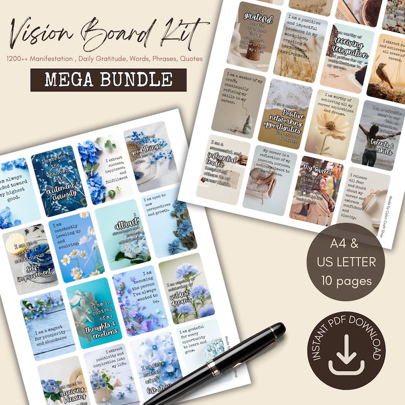 2024 Printable Vision Board for Manifesting Your Dream Life, Vision ...