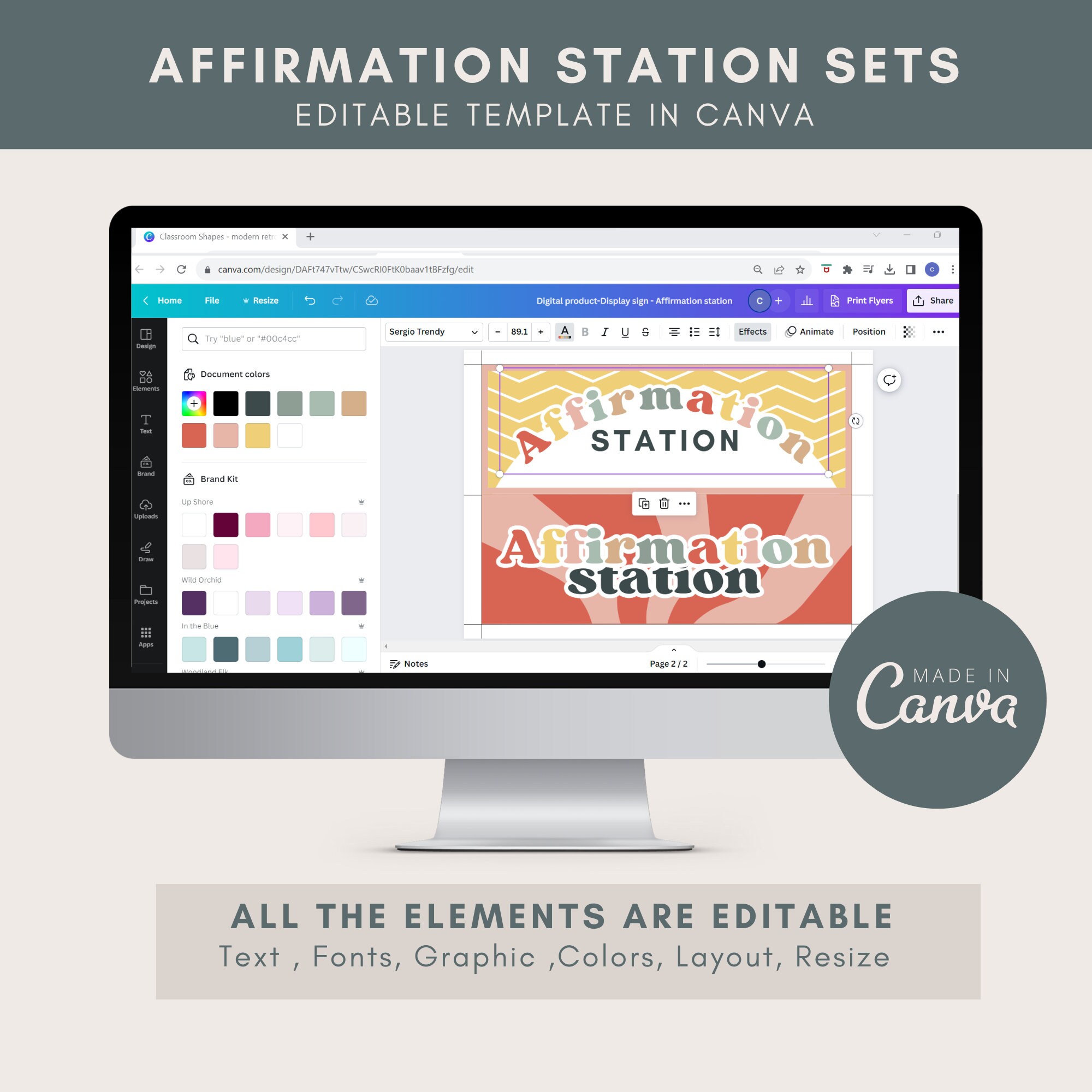 Editable Classroom Affirmation Station Display Modern Boho Classroom ...