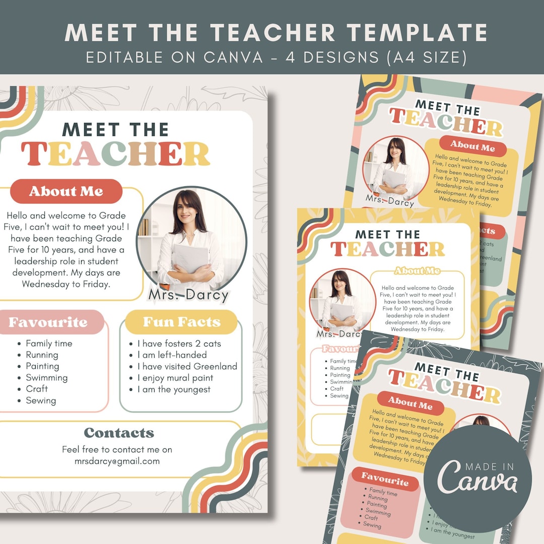 Editable Meet the Teacher Classroom Template Teacher Introduction ...