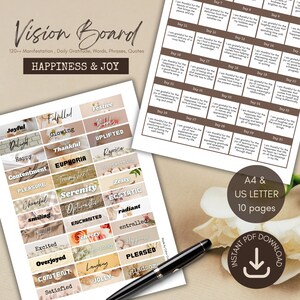 Printable Vision Board Kit Manifesting Happiness Manifesting Joy Vision ...