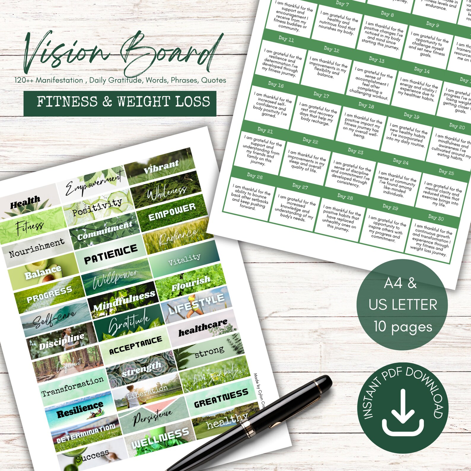 Printable Vision Board Kit Manifesting Weight Loss Manifestation ...