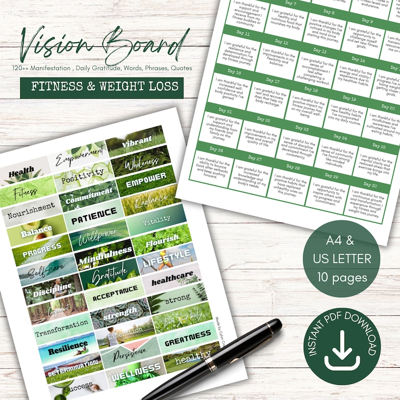 Printable Vision Board Kit Manifesting Weight Loss Manifestation ...