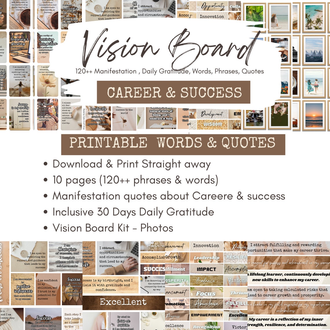 Printable Vision Board Manifesting Career Success Manifestation Success ...